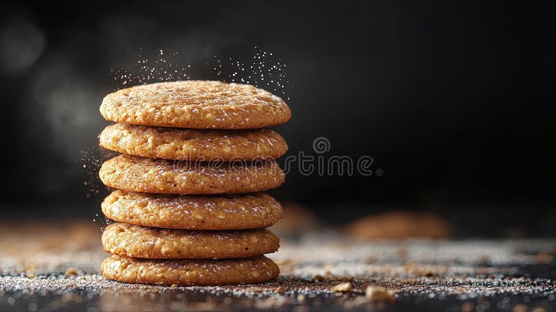 Tempting Stack of Cookies with Powdered Sugar Dusting, Creating a ...