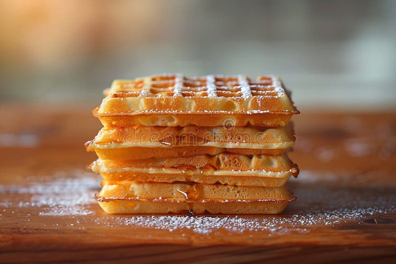 Delicious Stack of Golden Waffles Stock Image - Image of closeup, sweet ...
