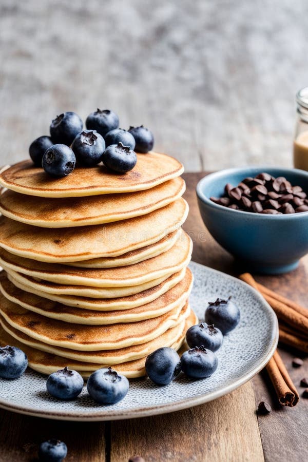 Finished Pancakes on Kitchen Plate Stock Photo - Image of backing ...
