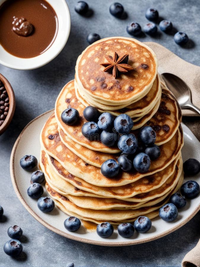 Finished Pancakes on Kitchen Plate Stock Photo - Image of backing ...