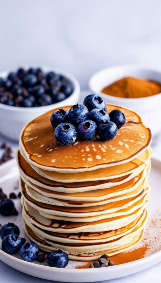 Finished Pancakes on Kitchen Plate Stock Photo - Image of backing ...