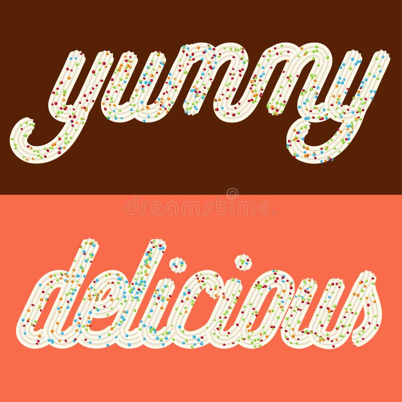 Tempting Typography. Icing Text Stock Vector - Illustration of cute ...