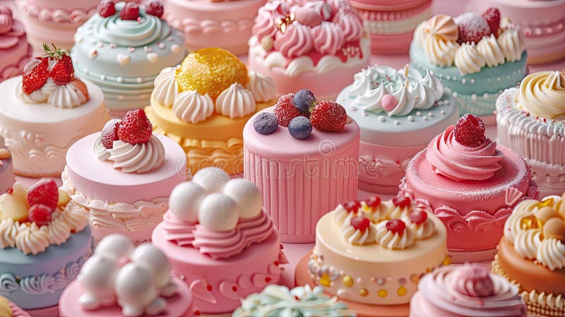 Sweet Temptations: a Pastel Cake Display with Isometric Patterns and ...