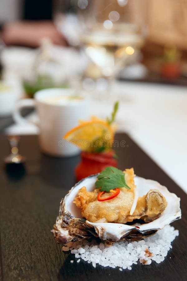 Tempura Fried Oyster in Shell Stock Photo - Image of appetizer, seafood ...
