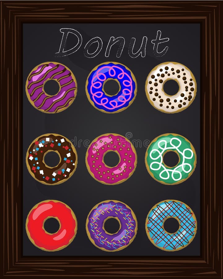 Ten Beautiful Colorful Donuts with Glaze Stock Vector - Illustration of ...