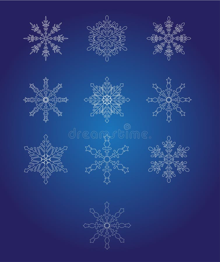 Ten beautiful snowflakes stock vector. Illustration of shape - 21192075