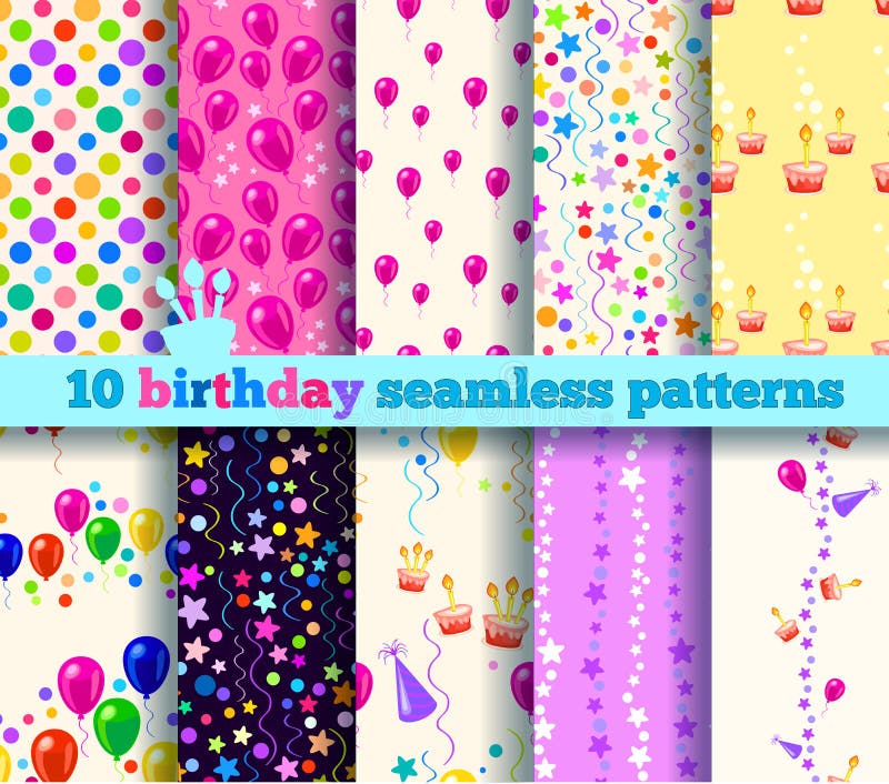 Pink Different Vector Seamless Patterns Stock Vector - Illustration of ...