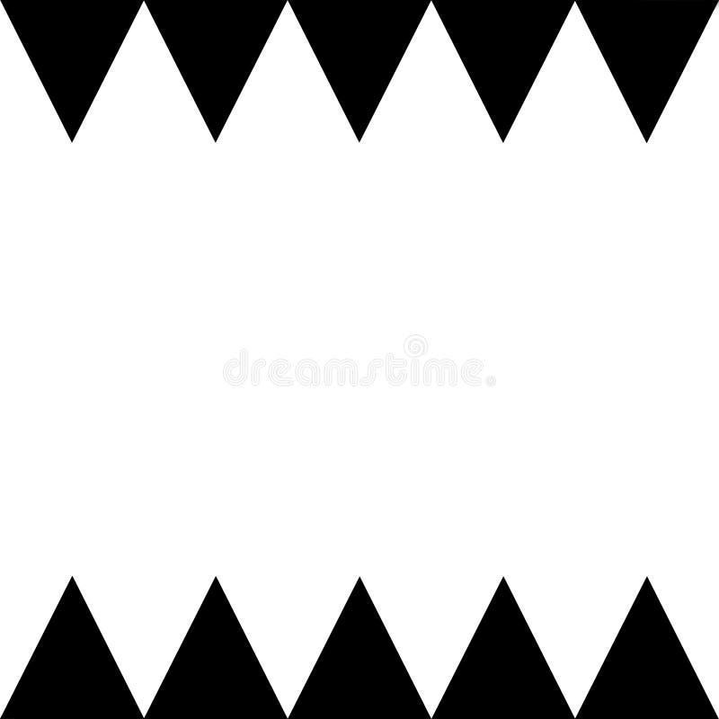 Ten Black Triangles on White Background at Two Edges of the White ...