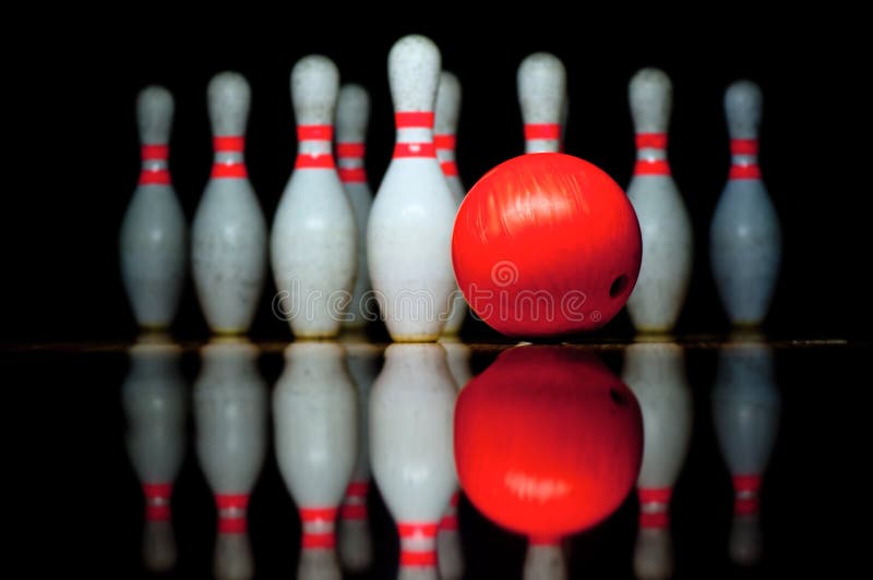 Ten bowling pins and ball stock photo. Image of individual - 31827742