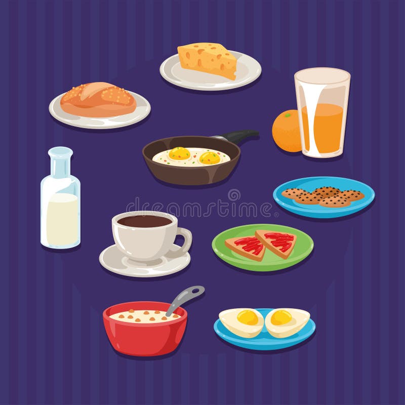 Ten breakfast menu icons stock vector. Illustration of nutritive ...