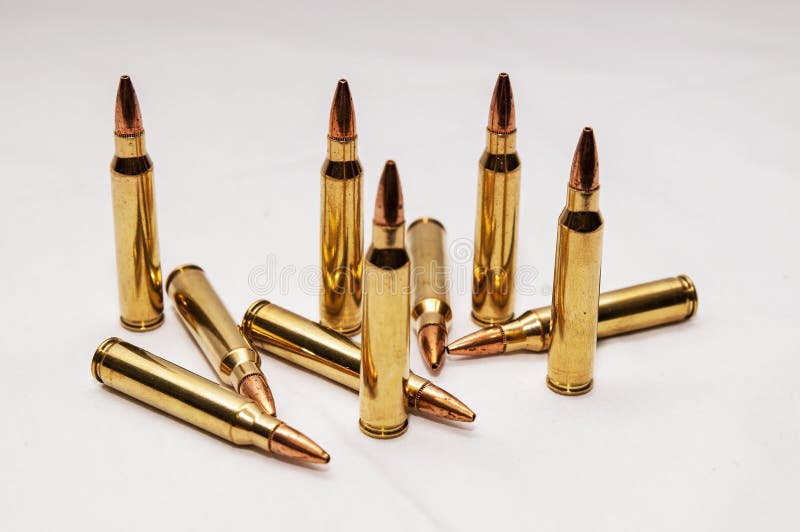 223 Caliber Bullets Along with a Loaded 223 Caliber Rifle Magazine ...