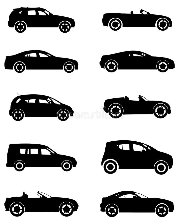 Ten cars silhouettes stock vector. Illustration of automobile - 87354813