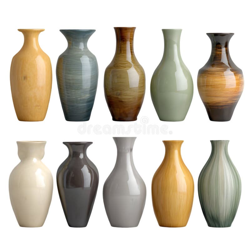 Ten Ceramic Vases Arranged in Two Rows. the Top Row Stock Illustration ...