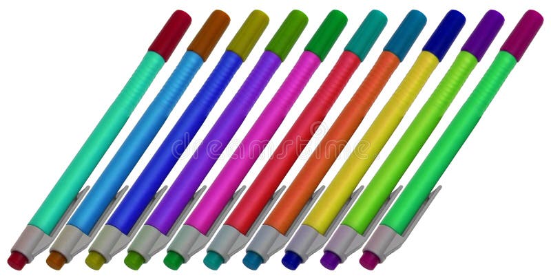 Ten color pens stock image. Image of design, markers, colorful - 150155