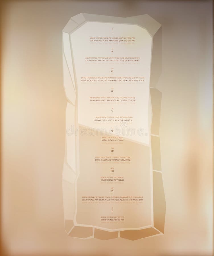 The Ten Commandments List, God Words Written on Stone Tablets Stock ...