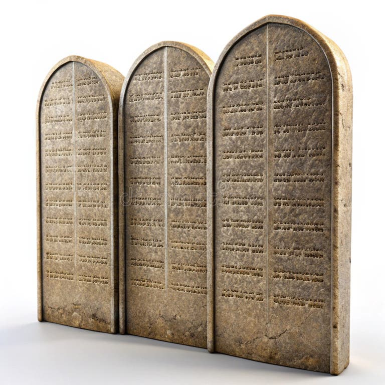 Ten Commandments Tablets Isolated on White Background Stock ...
