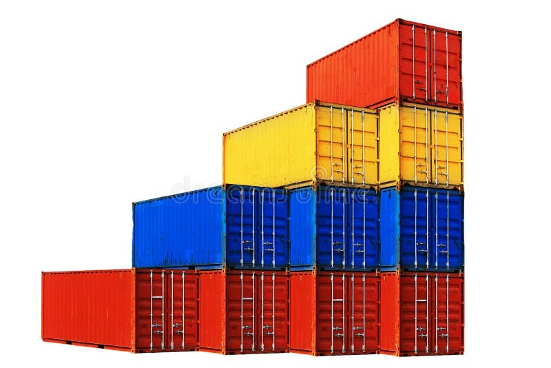 Ten Differently Colored Sea Containers Stacked Stock Image - Image of ...