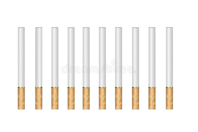 Ten Drawn Cigarettes on a White Background Stock Illustration ...
