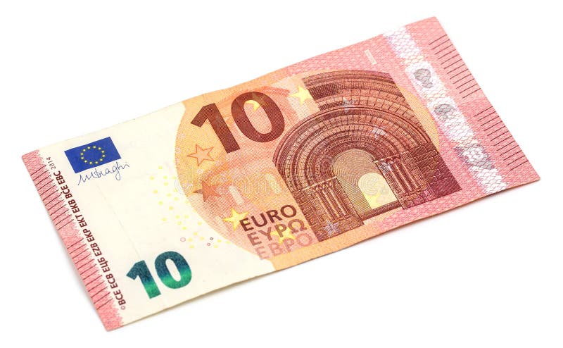 Ten Euro Banknote, Isolated on White Stock Image - Image of note, cash ...