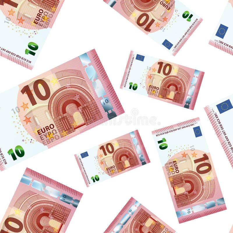 Ten Euro Banknotes, Seamless Pattern Stock Image - Image of decorative ...