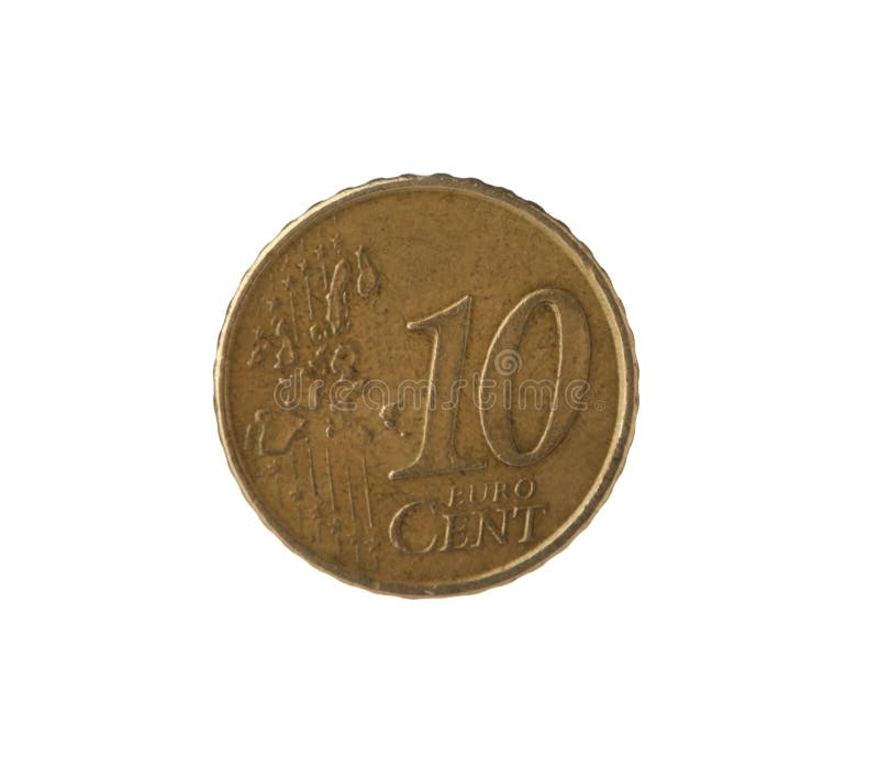 Ten Euro Cent Coin on White Stock Image - Image of money, financial ...