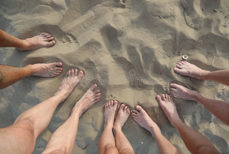 Ten Feet of Family of Five on the Beach Stock Photo - Image of social ...