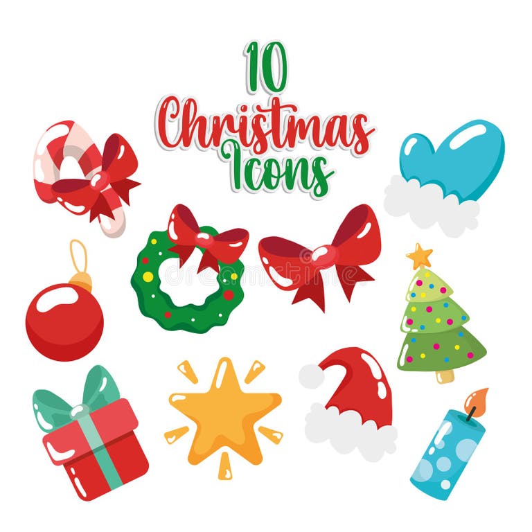Ten Festive Icons Bundle Pack. Vector Stock Vector - Illustration of ...