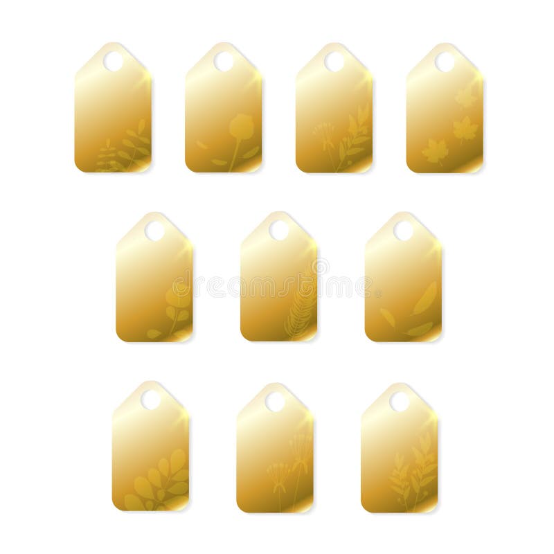Ten of Gold Tags and Nature Pattern Stock Illustration - Illustration ...