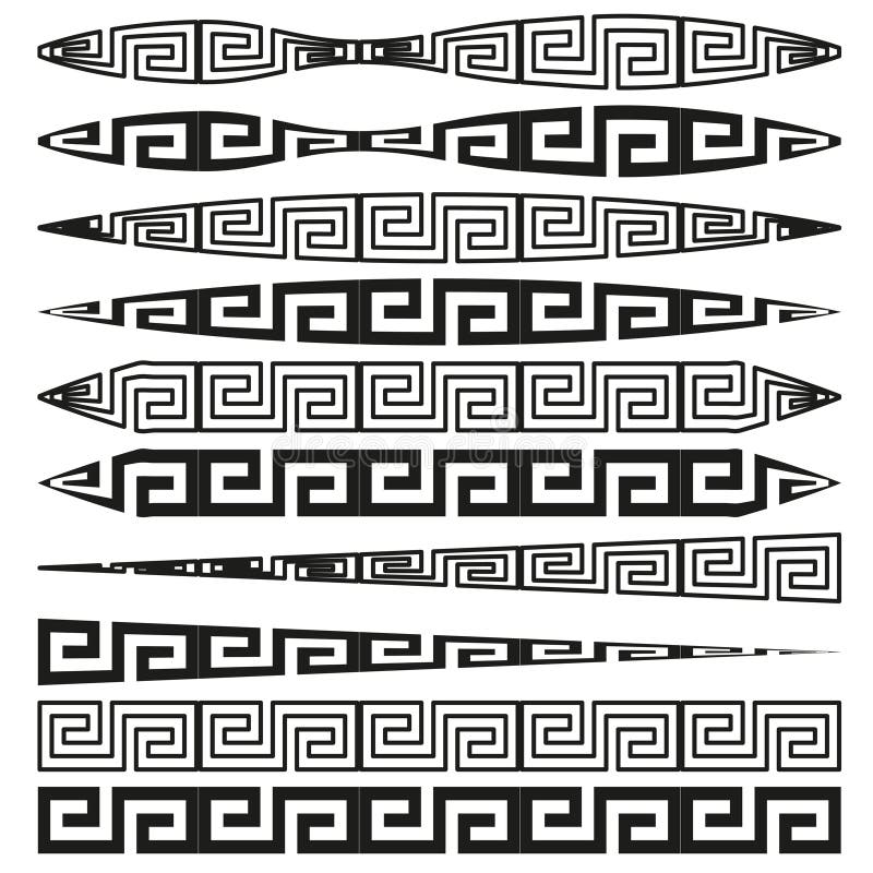 Ten Greek Borders. Meander Pattern Set. Geometric Line Ornaments ...