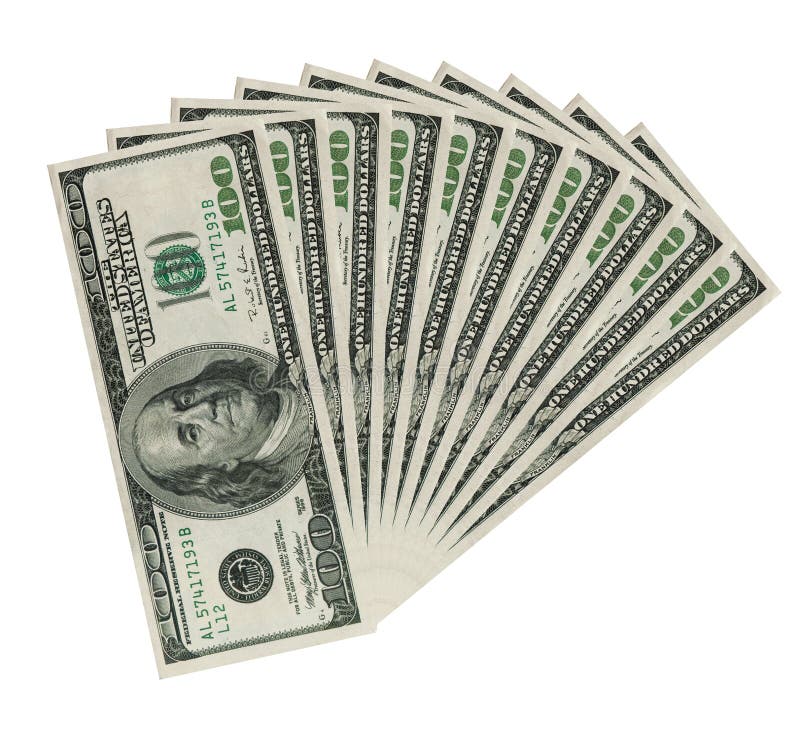 Ten Hundreds Dollar Bank Notes, Clipping Patch Stock Photo - Image of ...