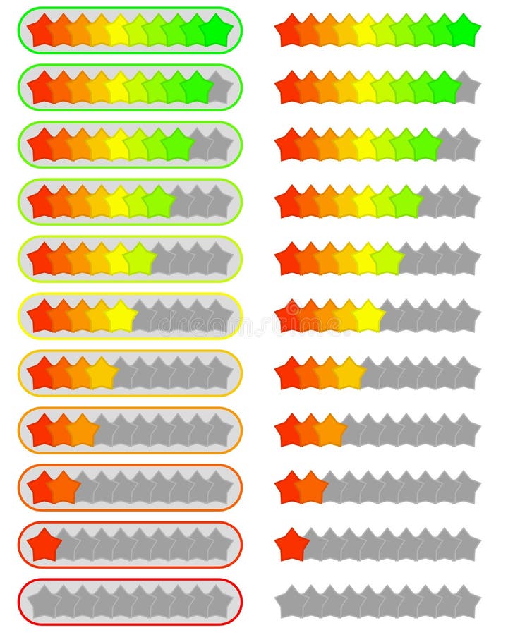 Ten Level Star Rating System Sets Stock Vector - Illustration of design ...