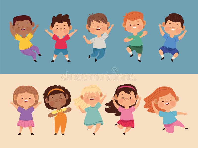 Ten little kids characters stock vector. Illustration of guys - 242184164