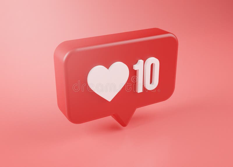 Ten Love Notification Icon 3D Rendering on Pink Background Stock ...