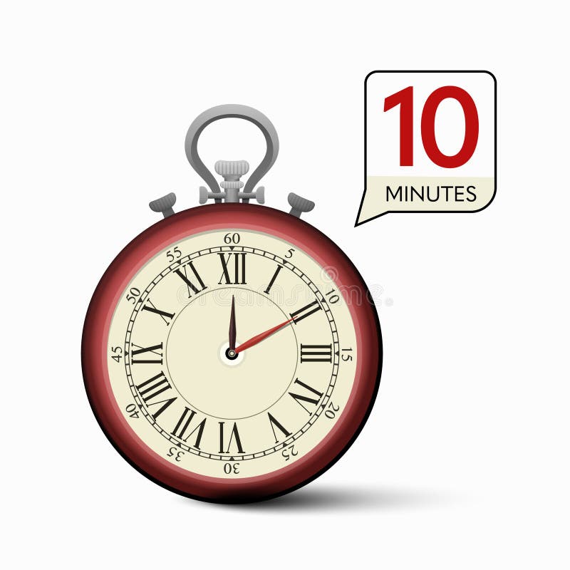 10 Minutes To 11 O`clock Analog Clock Icon Stock Illustration ...