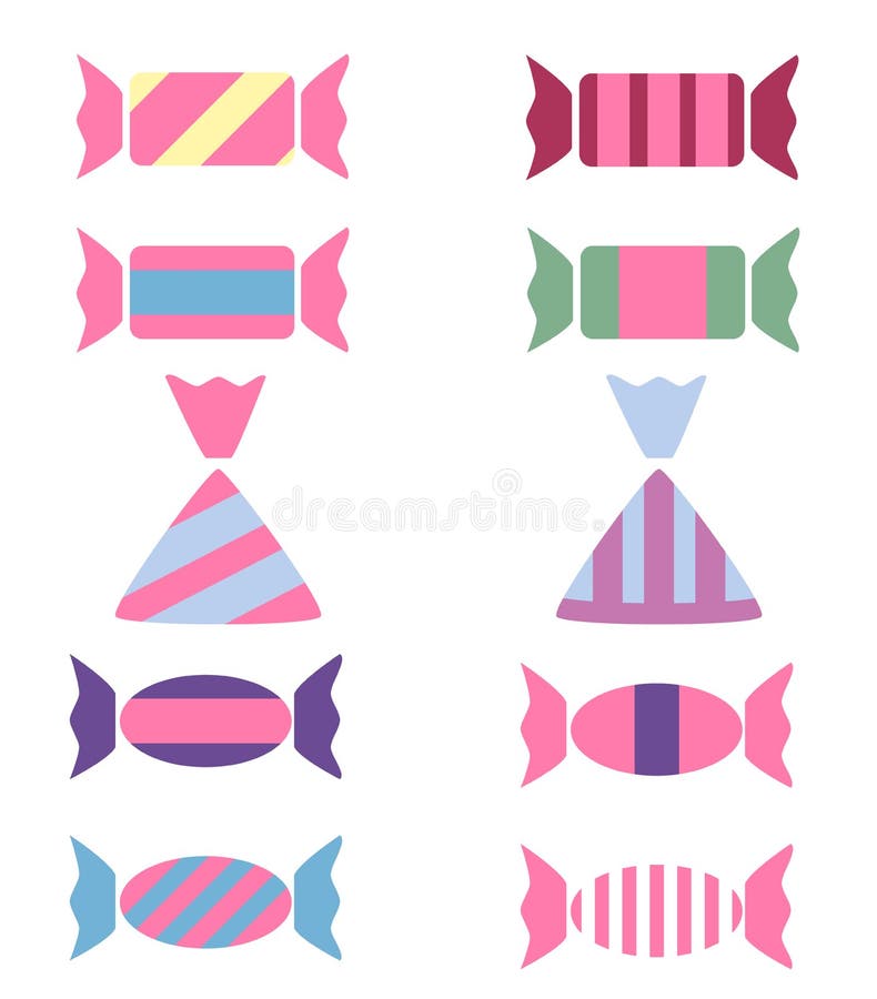 Ten multi-colored candy stock illustration. Illustration of lollipop ...