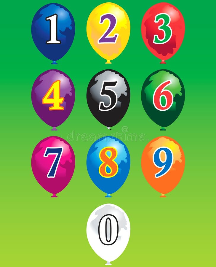 Ten numbers over balloons stock vector. Illustration of four - 5239368