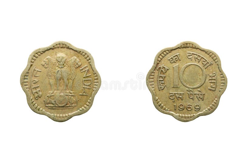 Ten Paise Coin, Front and Back, India,Â 1969 Stock Image - Image of ...