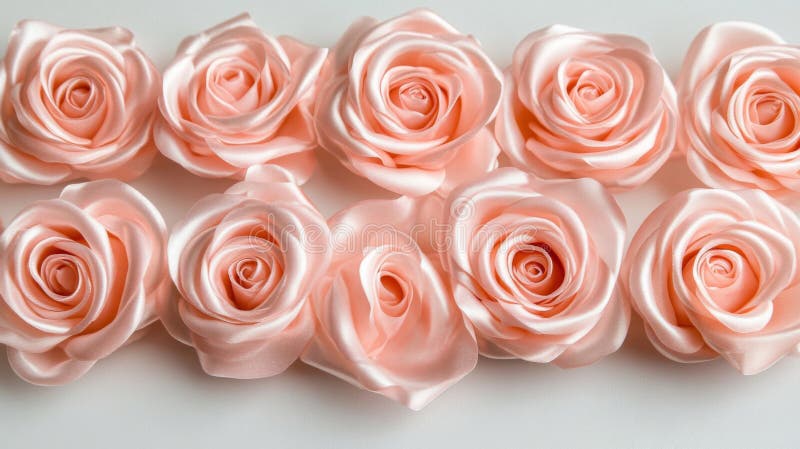 Ten Peach Satin Roses Arranged in Two Rows Stock Illustration ...