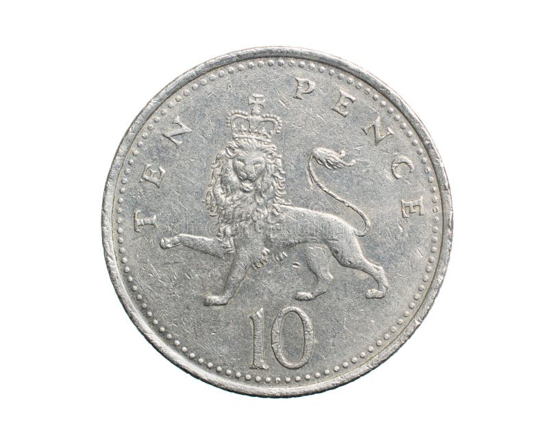 Ten Pence Coin Isolated on White Background Stock Photo - Image of ...