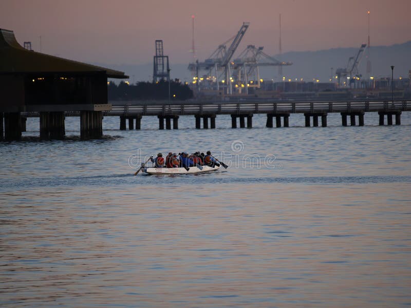 Ten People on Rowing Boat Headed Out Early Evening Berkeley CA ...