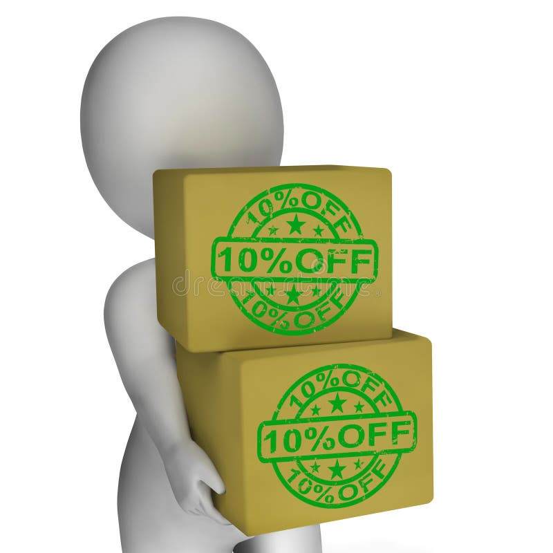 Ten Percent Off Boxes Show 10 Lower Prices Stock Illustration ...