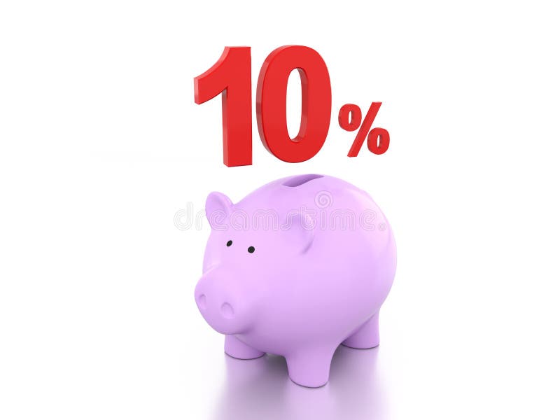 Ten Percent with Piggy stock illustration. Illustration of fund - 77759312