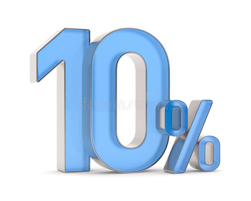 Ten Percent on White Background. Isolated 3D Illustration Stock ...