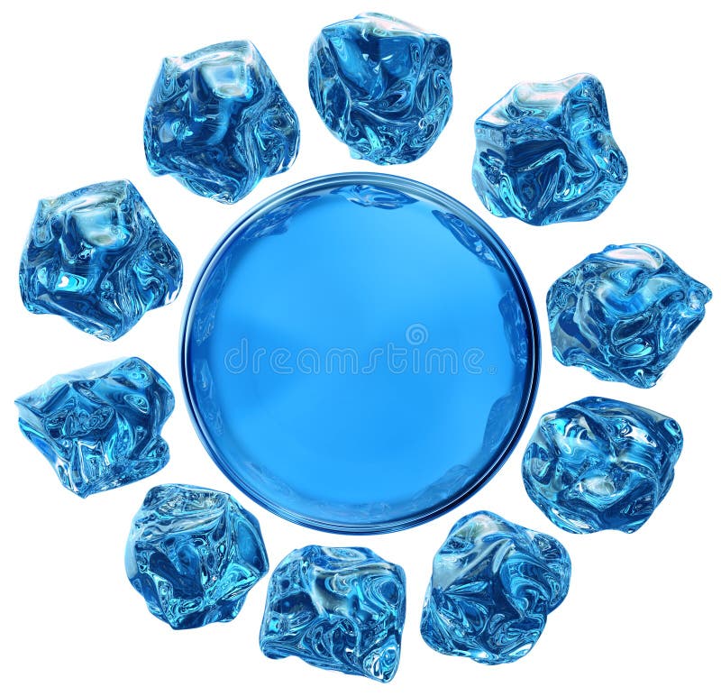 Ten Pieces of Ice and Round Puddle Stock Illustration - Illustration of ...
