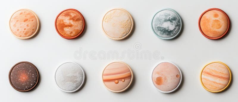 Ten Planet Orbs Displayed on a White Surface. Colorful Galaxy Objects ...