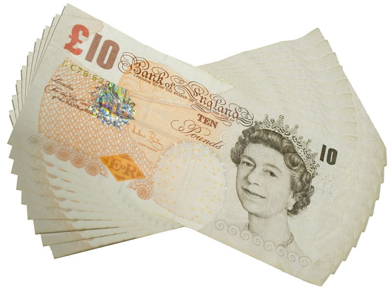 Collection of Ten Pounds Notes on White Editorial Stock Image - Image ...