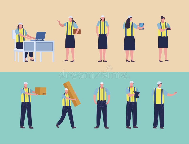 Ten production workers stock vector. Illustration of design - 230392909