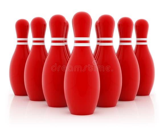 Ten red bowling pins stock illustration. Illustration of triangle - 2761064