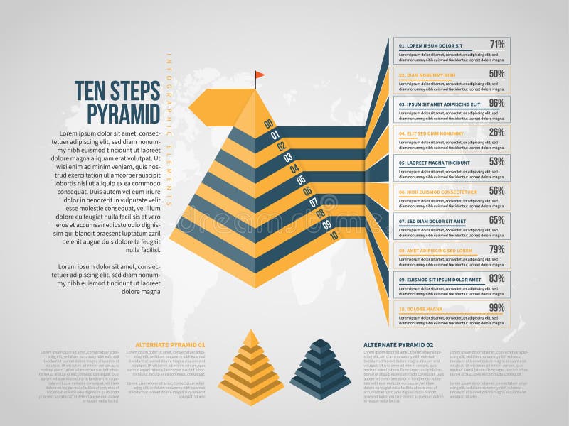Ten Steps Pyramid Infographic Stock Vector - Illustration of label ...