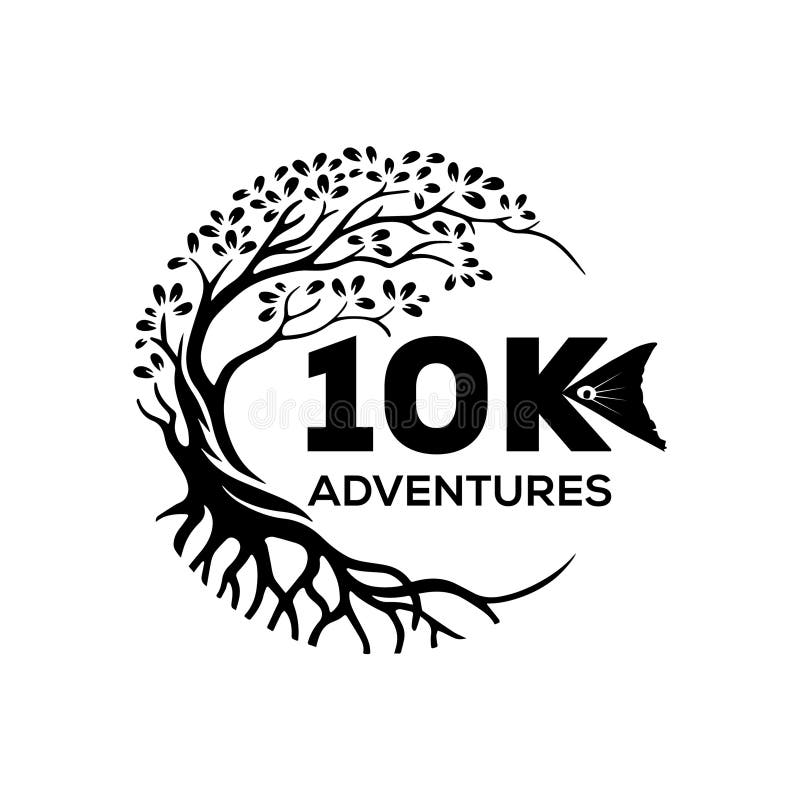 Ten Thousand Adventures Logo Design Featuring Tree Roots and Fish Stock ...